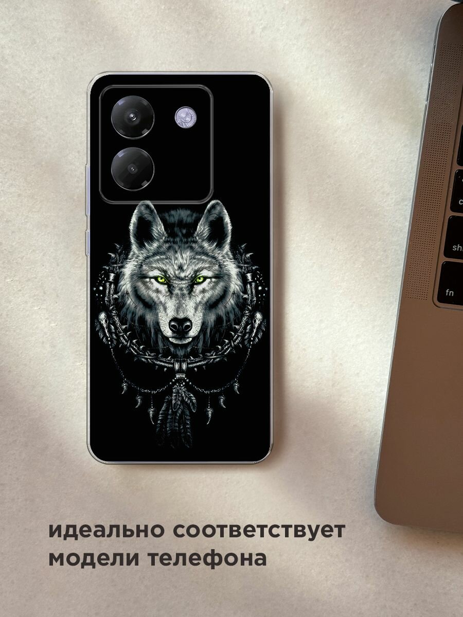 Силиконовый чехол на Poco M7 Pro / Поко М7 Про с принтом "Волк оберег" — фото 1