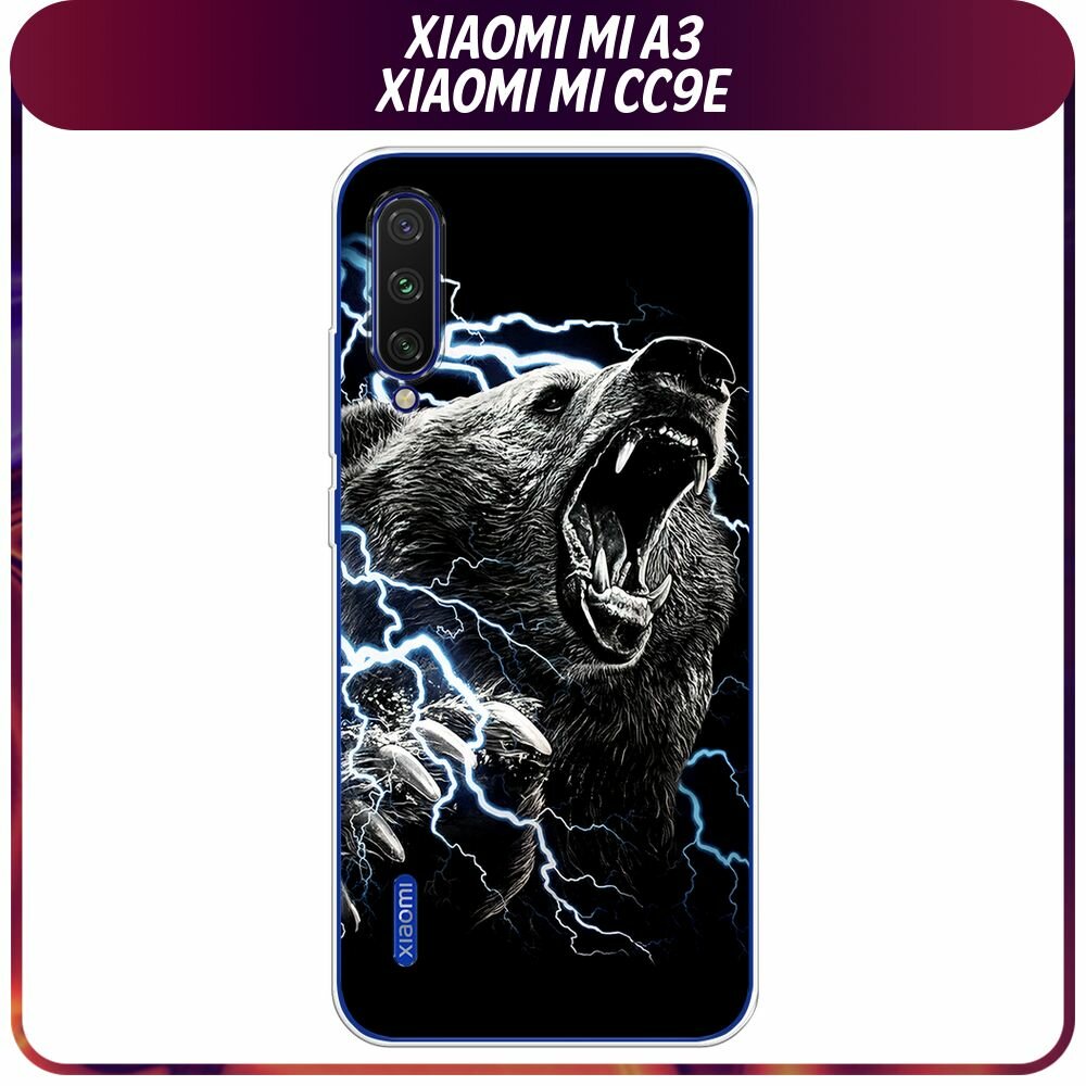 Чехол на Xiaomi Mi CC9E/Mi A3 / Сяоми Mi CC9E/Mi A3 с принтом "Гроза и медведь"