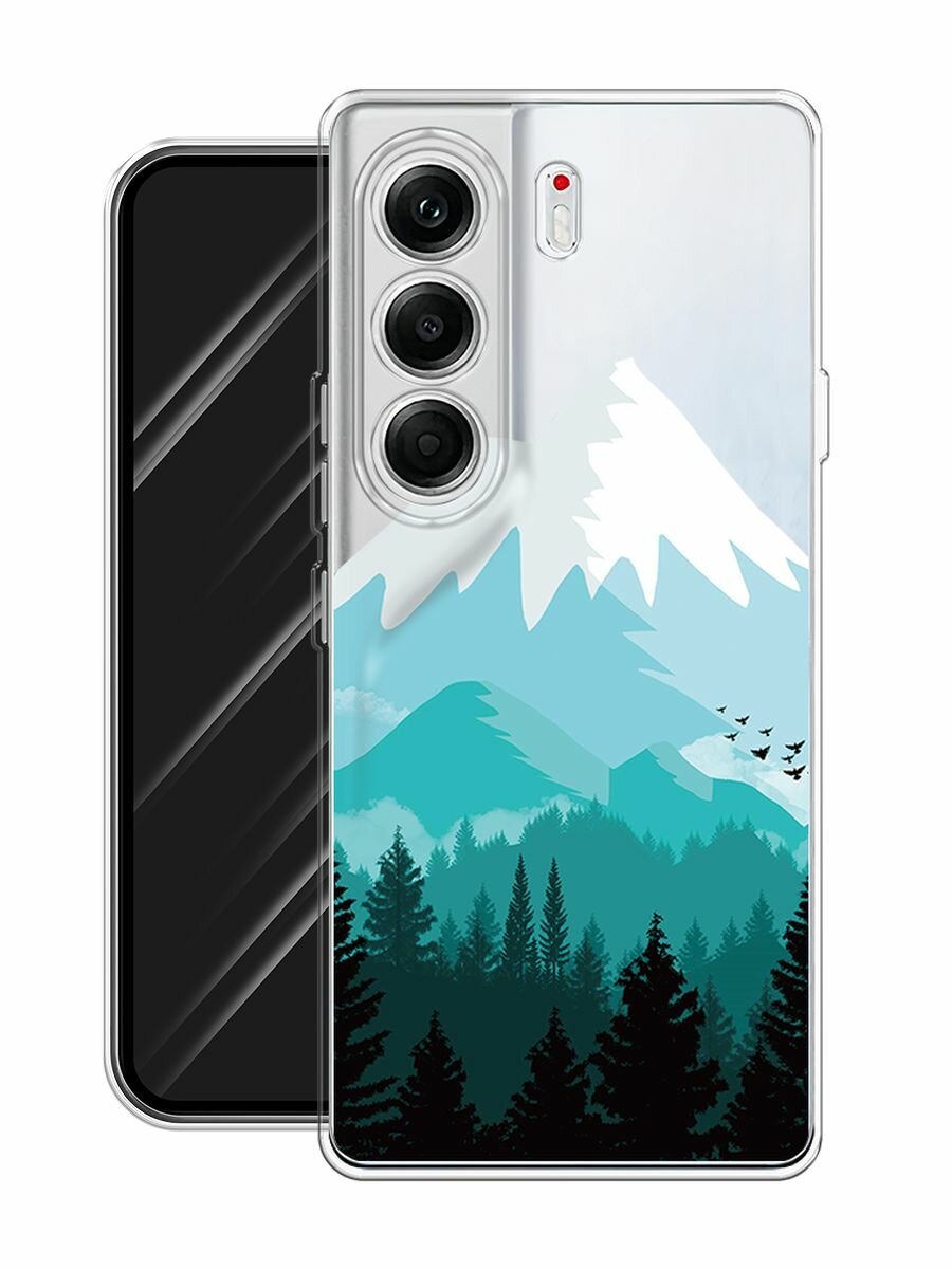 Чехол на Tecno Camon 40 Pro / Текно Камон 40 Про с принтом "Синяя снежная гора", прозрачный — фото 1
