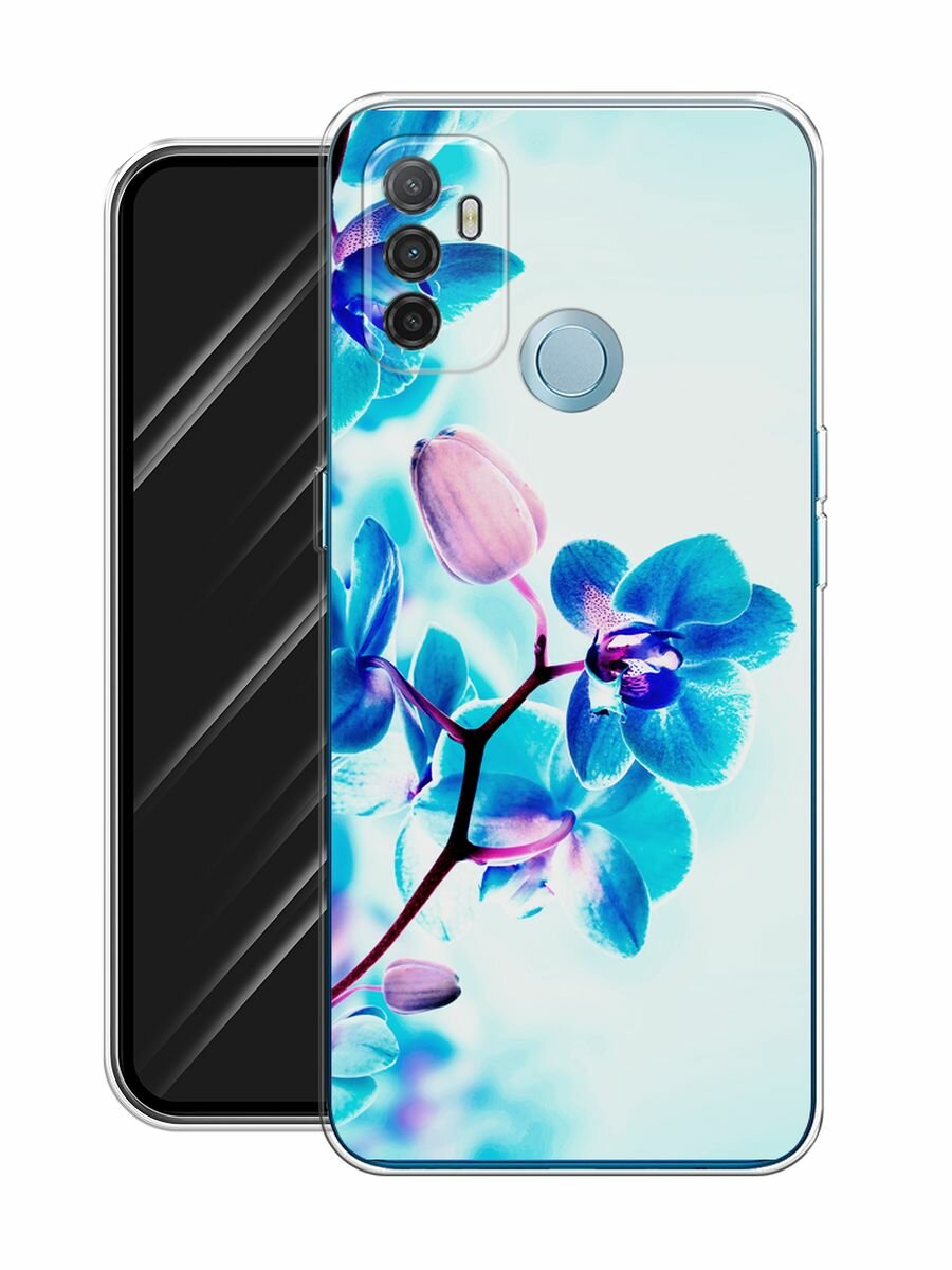 Силиконовый чехол на Oppo A53 / Оппо А53 с принтом "Голубая орхидея" — фото 1