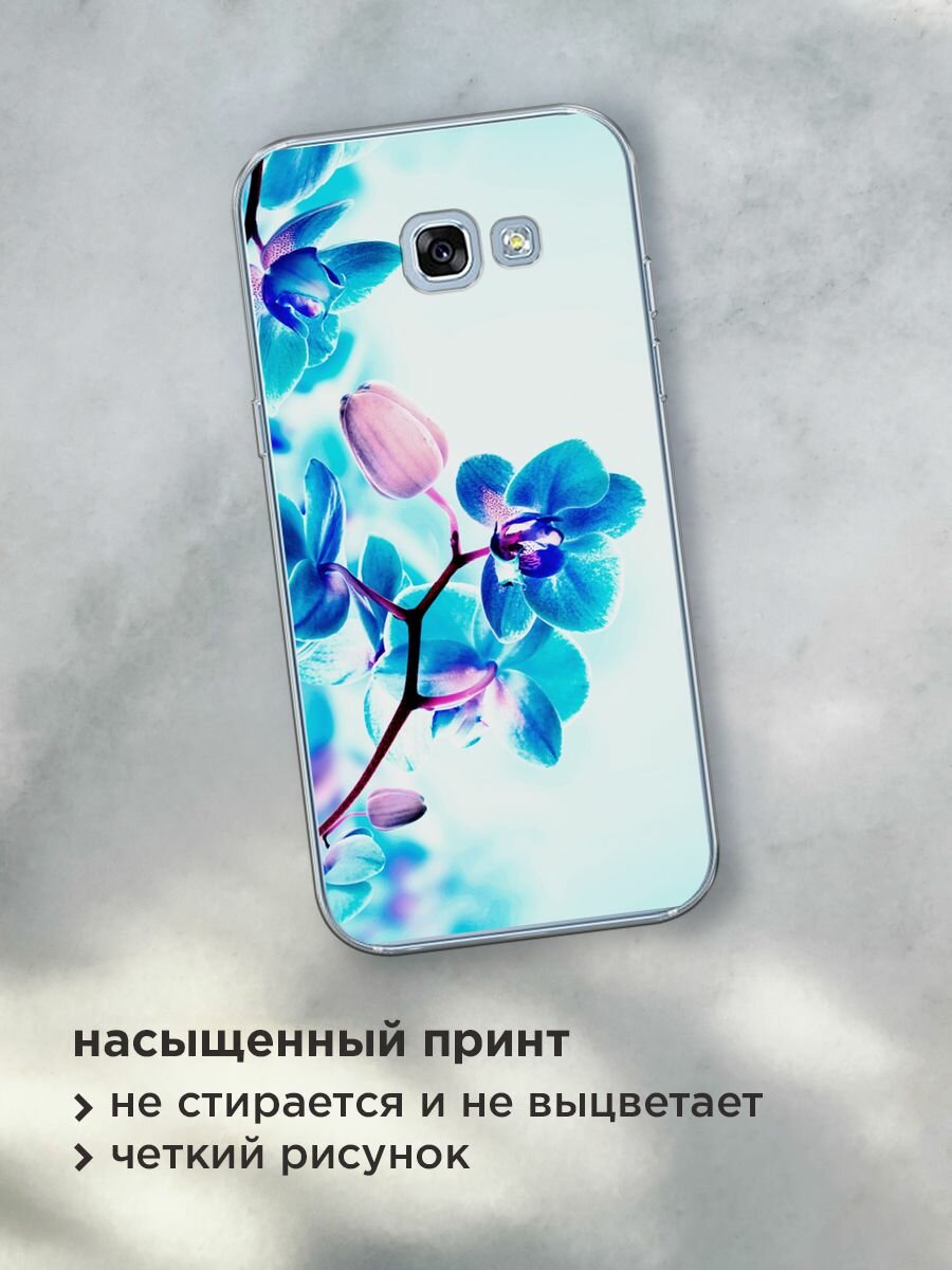 Чехол на Samsung Galaxy A5 2017 / Самсунг Галакси А5 2017 с принтом "Голубая орхидея" — фото 1