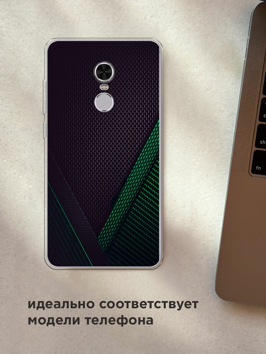 Чехол на Xiaomi Redmi Note 4 (MediaTek) / Сяоми Редми Ноут 4 (MediaTek) с принтом "Зеленый карбон" — фото 1