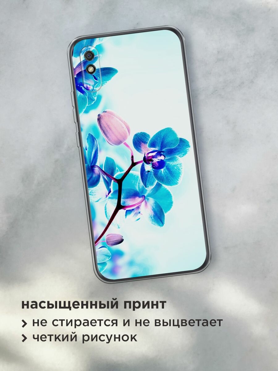 Чехол на Xiaomi Redmi 9A / Сяоми Редми 9А с принтом "Голубая орхидея" — фото 1