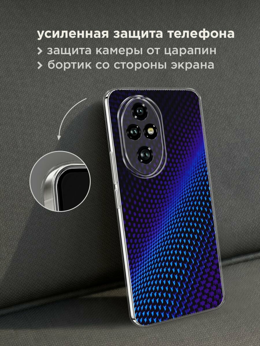Чехол на Honor 200 Pro / Хонор 200 Про с принтом "Синий карбон" — фото 1