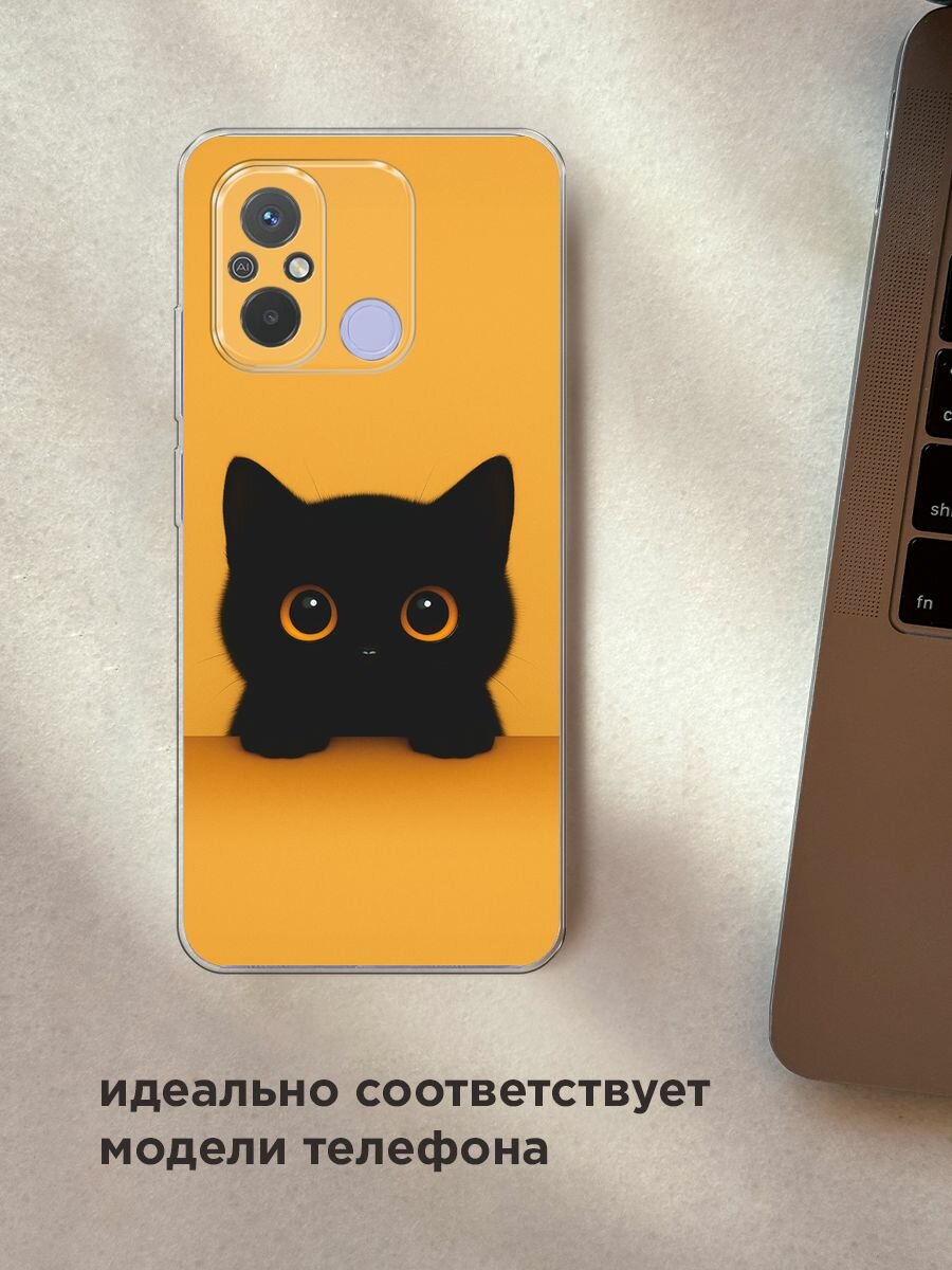 Чехол на Xiaomi Redmi 12C/Poco C55 / Редми 12C/Поко С55 с принтом "Контрастный котик" — фото 1