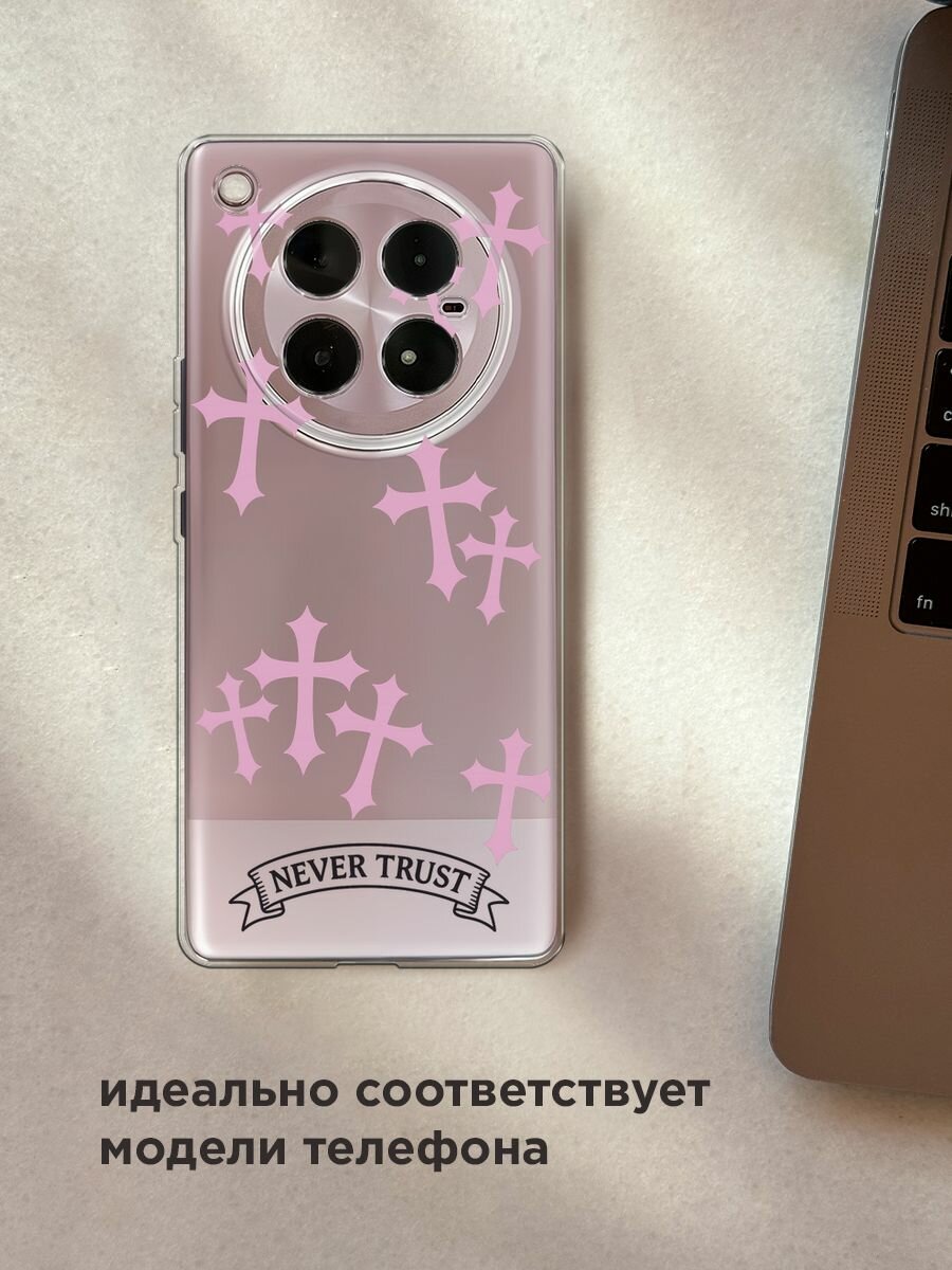 Чехол на Infinix Zero 40 4G / Инфиникс Зеро 40 4G с принтом "Розовые кресты", прозрачный — фото 1