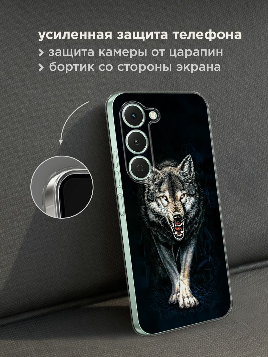 Чехол на Tecno Spark 40 Pro / Текно Спарк 40 Про с принтом "Злобный волк из ночи" — фото 1