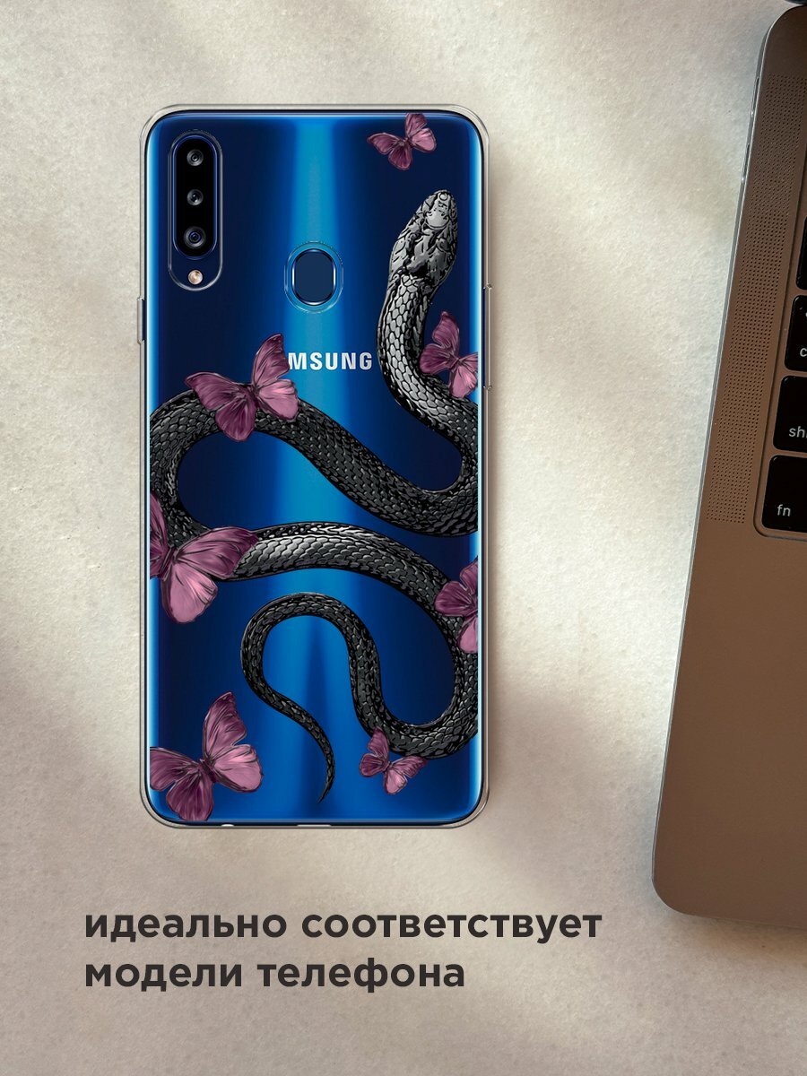 Чехол на Samsung Galaxy A20s / Самсунг Галакси A20s с принтом "Snake and butterflies 2" — фото 1