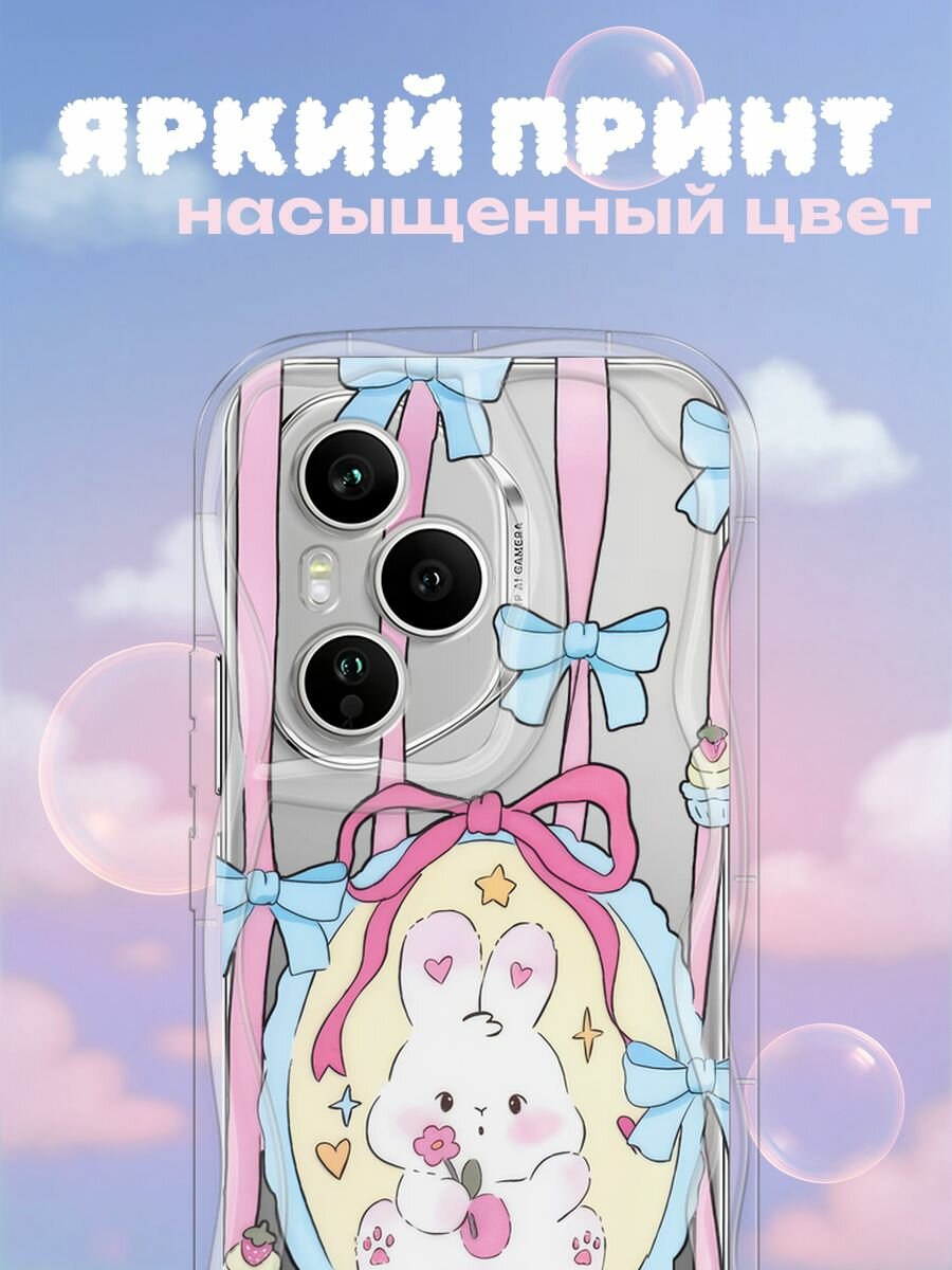 Чехол на Honor 400 Pro / Хонор 400 Pro с принтом "Кролик с ромашкой 1" — фото 1