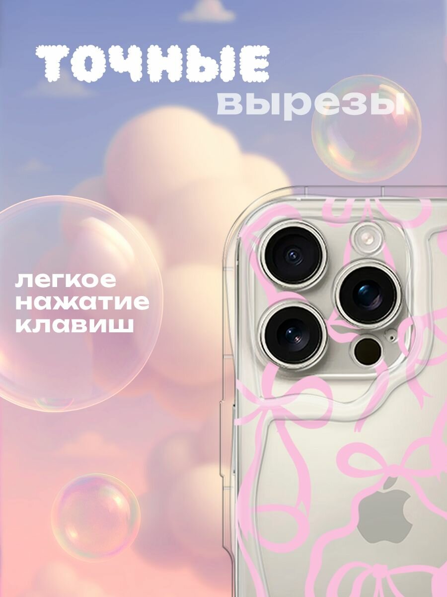 Чехол на Apple iPhone 16 Pro / Айфон 16 Про с принтом "Розовый бант паттерн" — фото 1