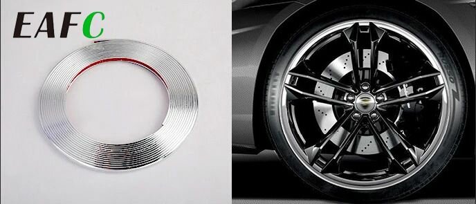 Защитная окантовка дисков 8м TPE (8мм, 4 колеса), Цветная лента от царапин + клей, Для автостайлинга