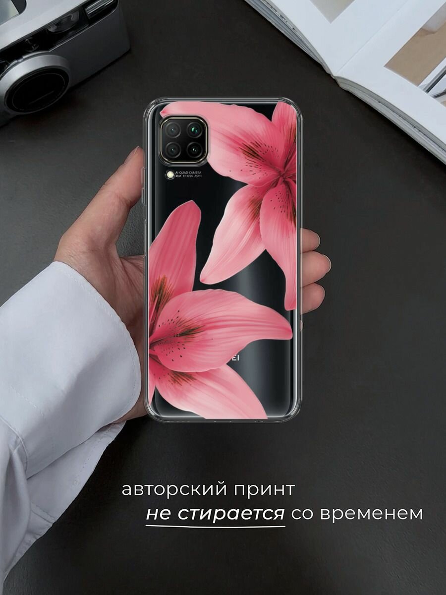Чехол на Honor 30S Global/Huawei P40 Lite 5G/Nova 7 SE / Хонор 30S/Хуавей P40 Lite 5G/Нова 7 SE с принтом "Pink flower" — фото 1