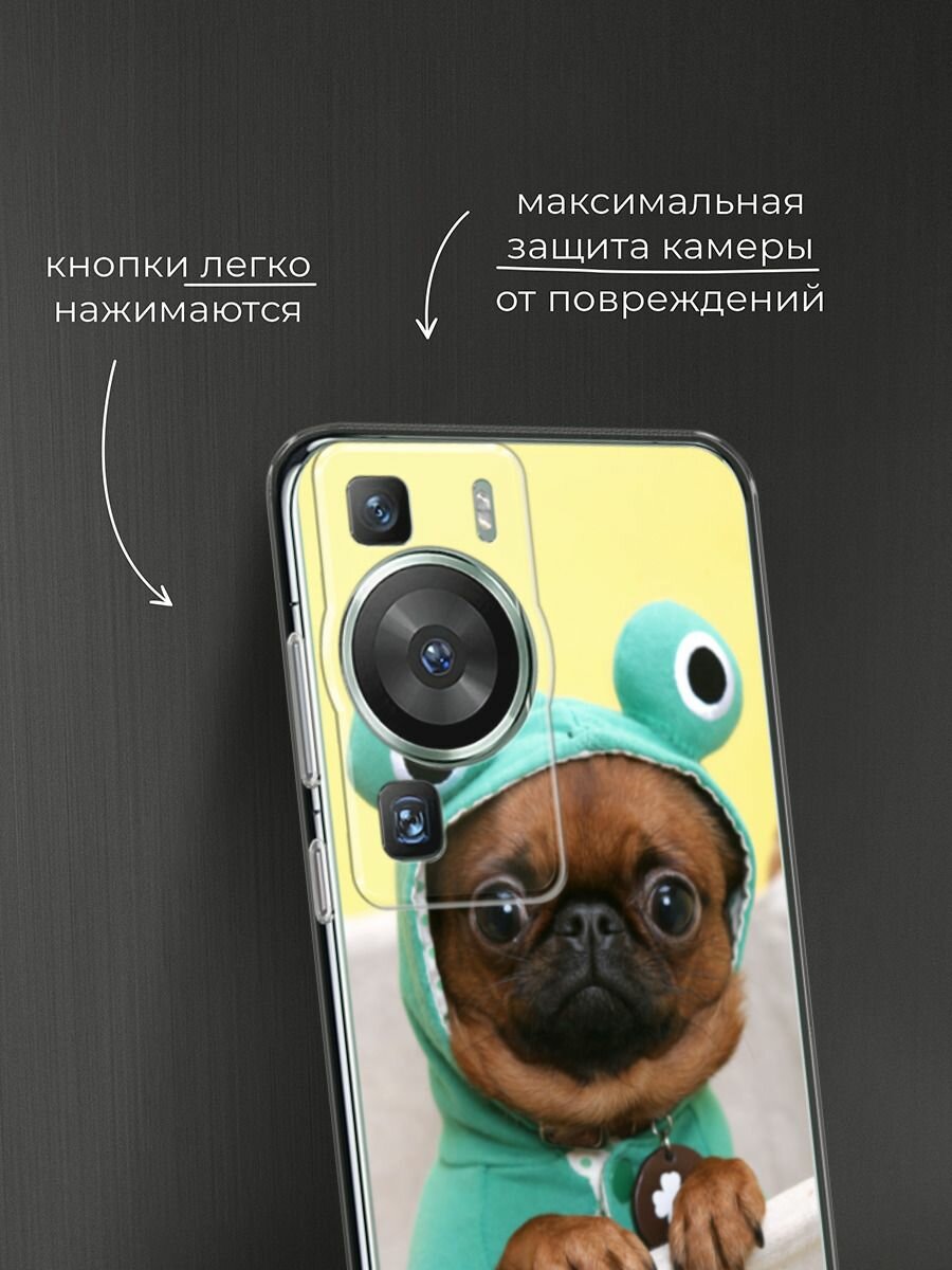 Чехол на Huawei P60/P60 Pro / Хуавей P60/P60 Про с принтом "Собачка в шапке лягушки" — фото 1