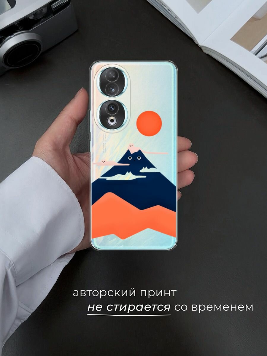 Чехол на Honor 90 / Хонор 90 с принтом "Кот-гора", прозрачный — фото 1
