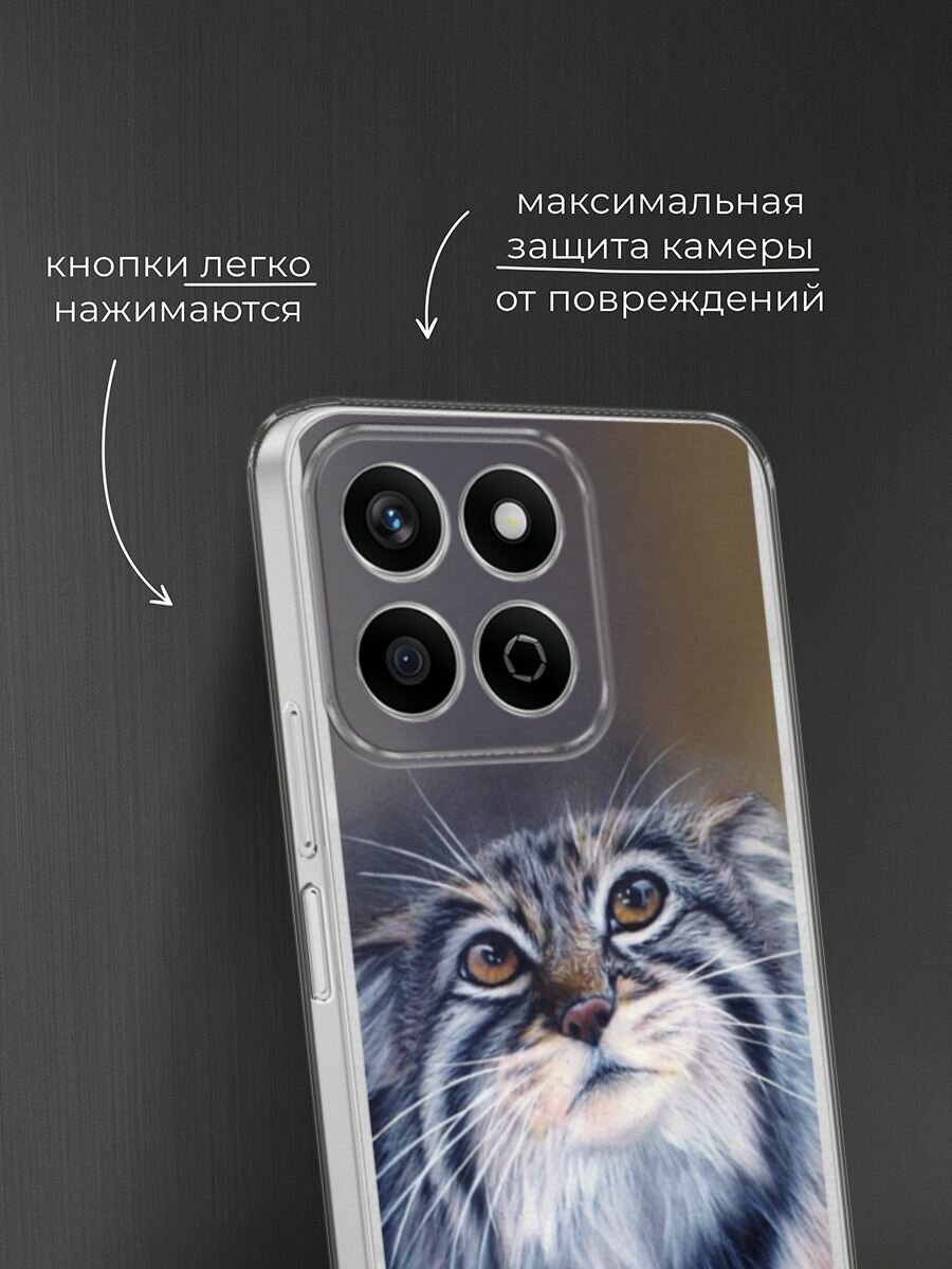 Силиконовый чехол на Honor X7c / Хонор X7c с принтом "Кот манул 2" — фото 1