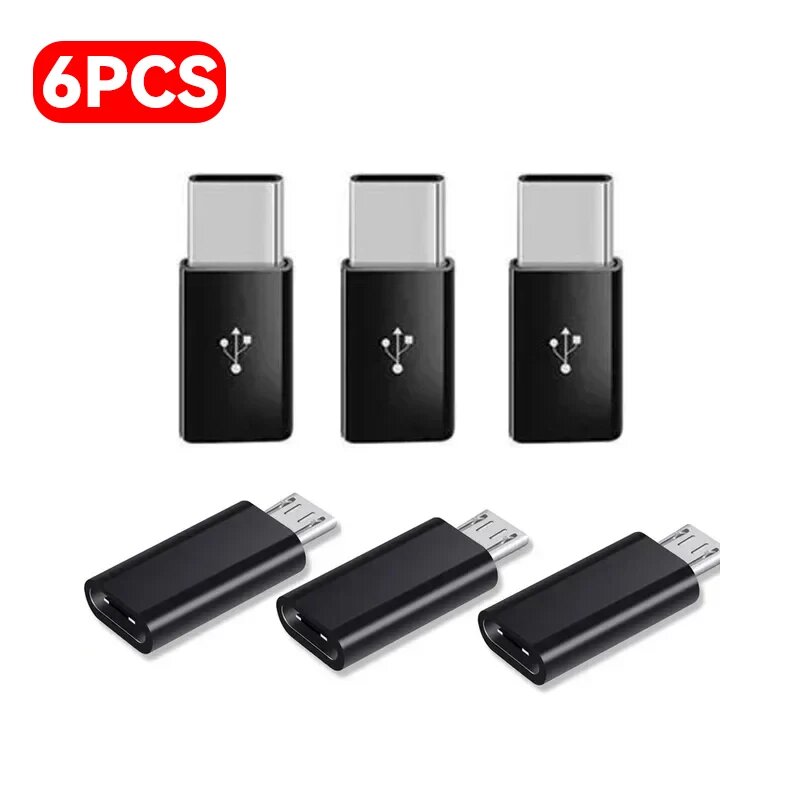 6-1 шт. USB-адаптер типа C к Micro USB для телефона, планшета, зарядного устройства, 6Pcs MixedA