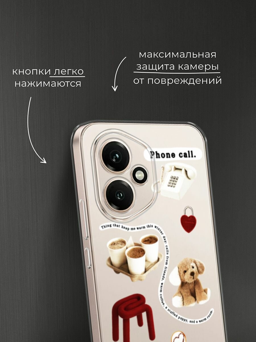 Чехол на Honor 400 / Хонор 400 с принтом "Phone call", прозрачный — фото 1