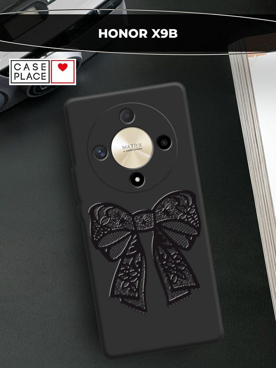 Чехол на Honor X9B / Хонор X9B с принтом "Черно-белый бант 3"