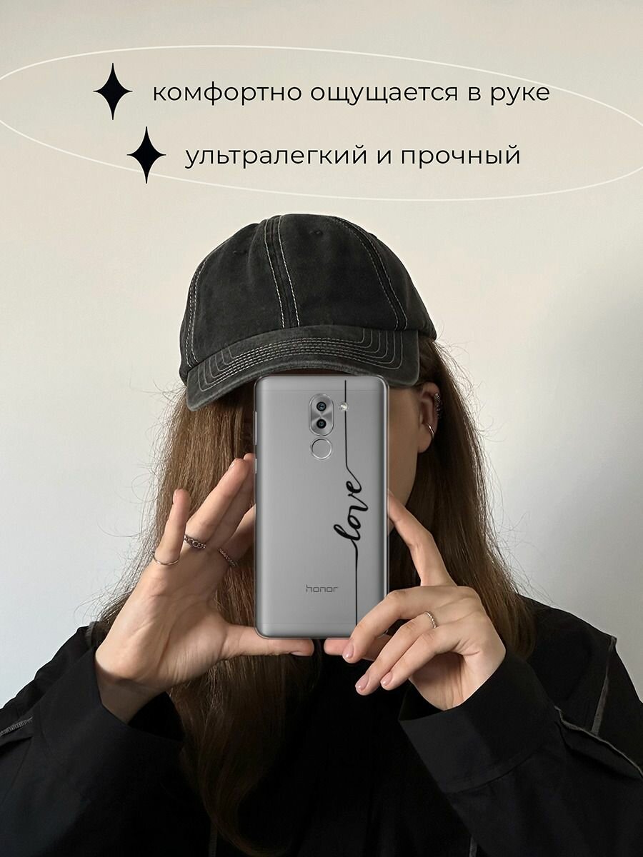 Чехол на Honor 6X / Хонор 6Х с принтом "Красивая любовь надпись", прозрачный — фото 1