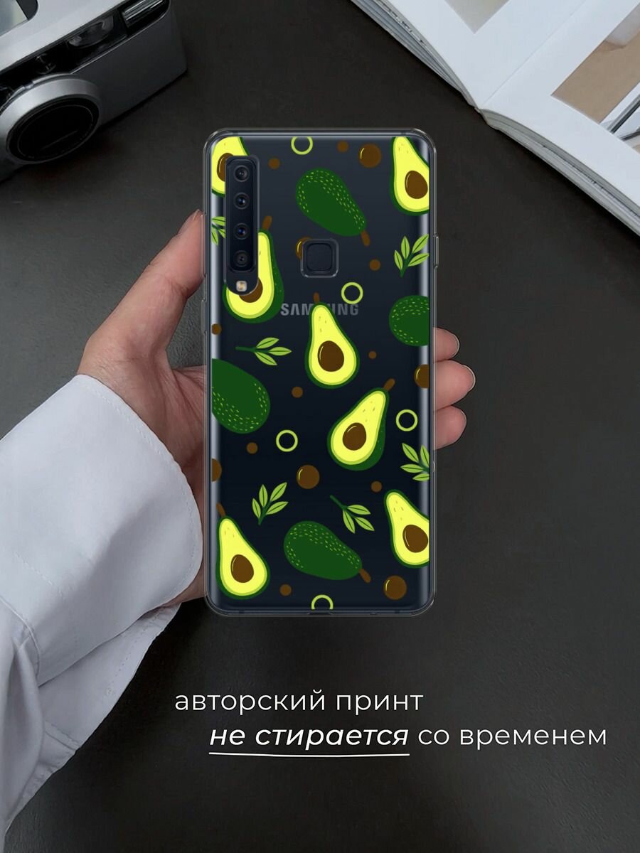 Чехол на Samsung Galaxy A9 2018 / Самсунг Галакси А9 2018 с принтом "Авокадо паттерн", прозрачный — фото 1