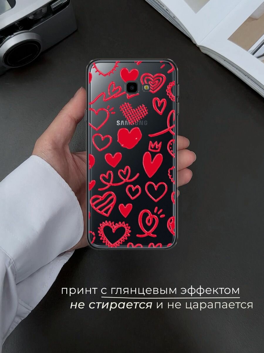 Чехол на Samsung Galaxy J4 Plus 2018 / Самсунг J4 Plus 2018 с принтом "Разные сердечки" — фото 1