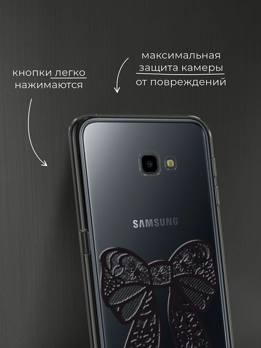 Чехол на Samsung Galaxy J4 Plus 2018 / Самсунг J4 Plus 2018 с принтом "Черный сетчатый бант 2" — фото 1