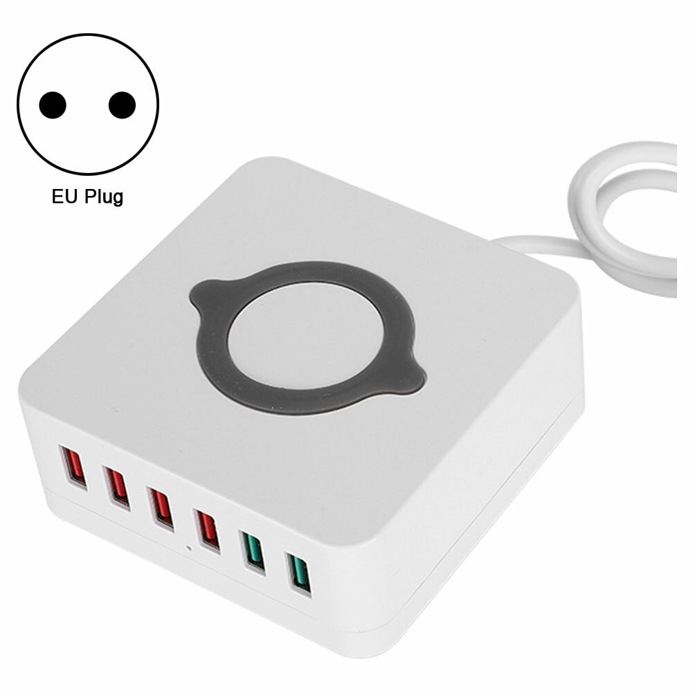 Интеллектуальная беспроводная зарядная USB-станция, 6 портов, адаптер быстрой зарядки QC3.0, вилка 100-240VEU