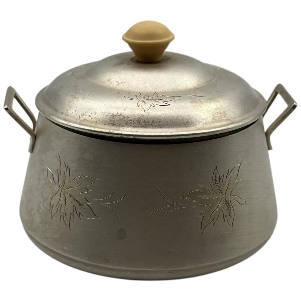 Сахарница "Кленовый лист", 400 мл, мельхиор, 9ЮММЕТ, 1969 г, Мстерский ювелир, СССР