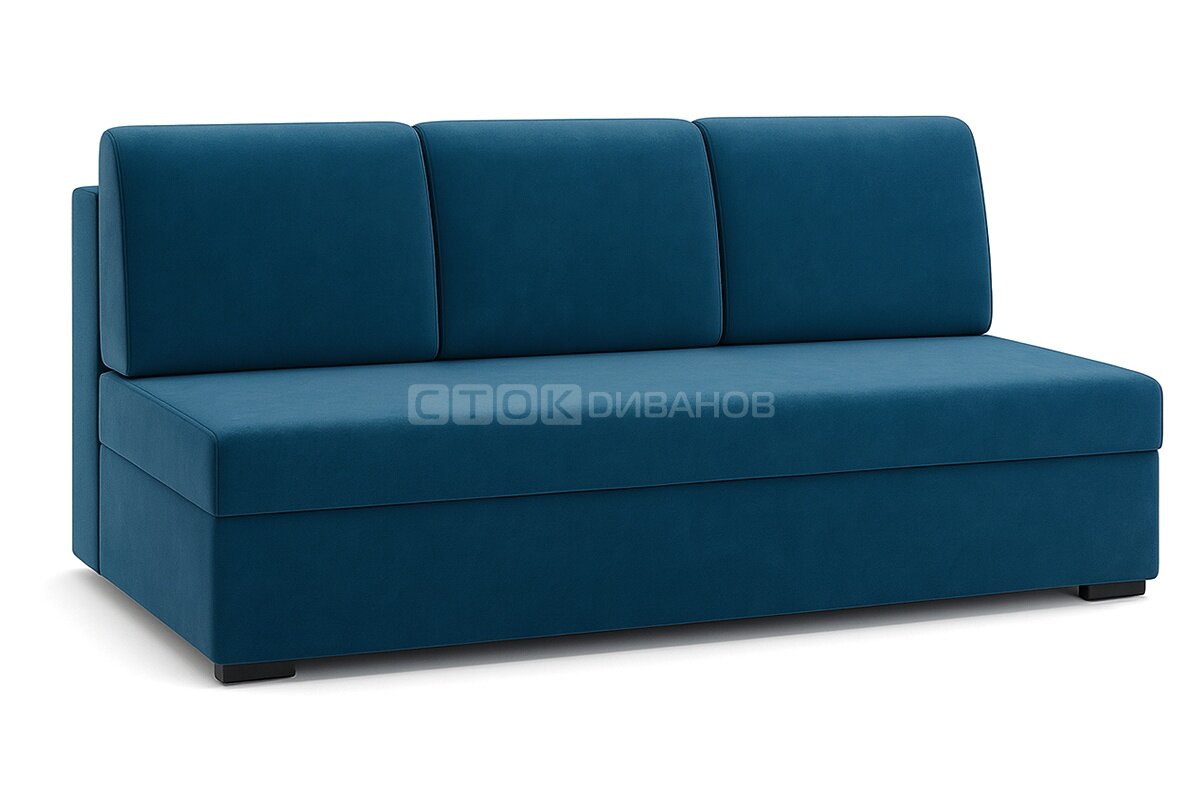 Диван Сток Диванов Эконом Ultra темно-синий велюр 210 см, механизм еврокнижка