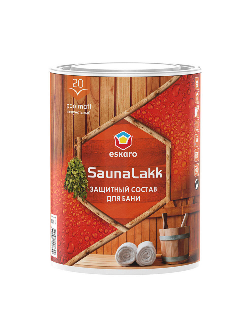 Лак Eskaro Saunalakk для бань и саун акрилатный бесцветный 0,95 л