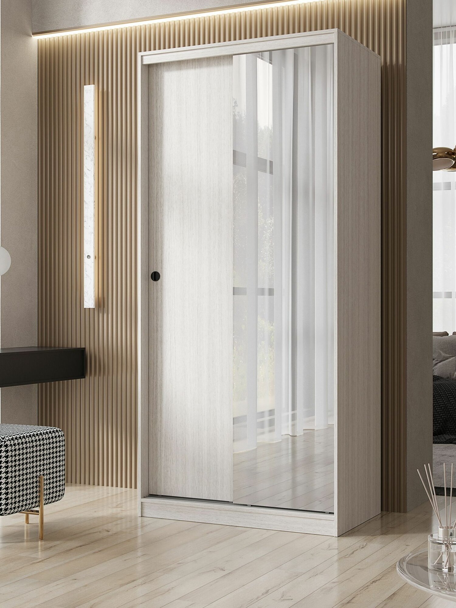 Шкаф-купе Альянс 1,0 м с зеркалом (Сандал светлый)