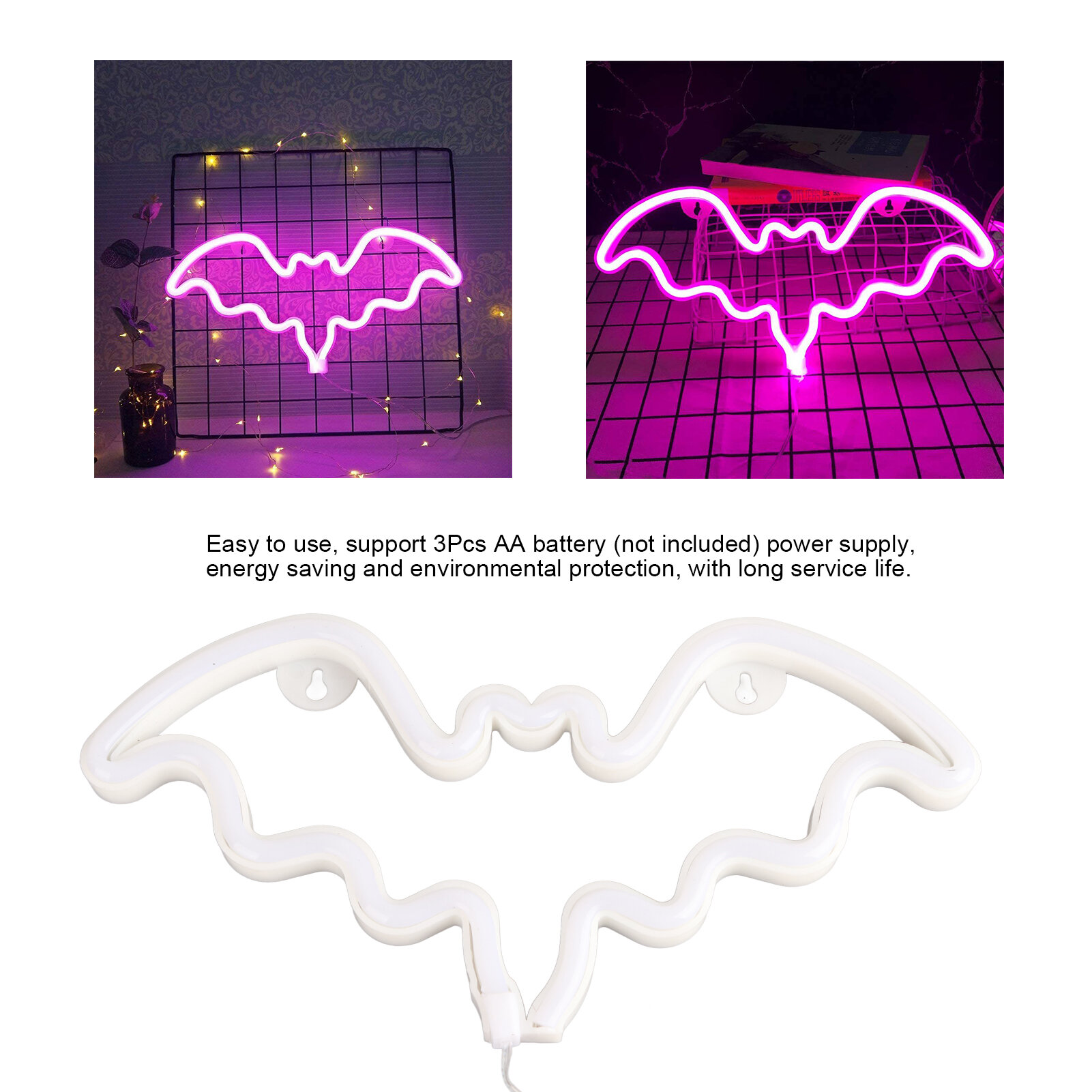 Светодиодный неоновый свет инновационная неоновая вывеска в форме летучей мыши для праздничного рождественского украшения вечеринки розовый