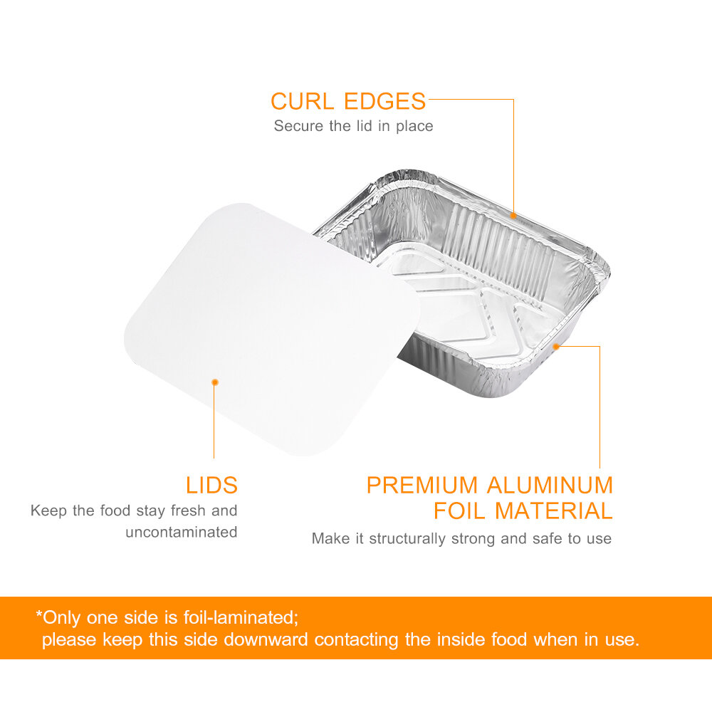 Одноразовые контейнеры из алюминиевой фольги для кастрюль, контейнеры для еды на вынос с крышками для выпечки, хранения, разогрева, приготовления пищи на гриле, 20 шт./упак. 750 мл