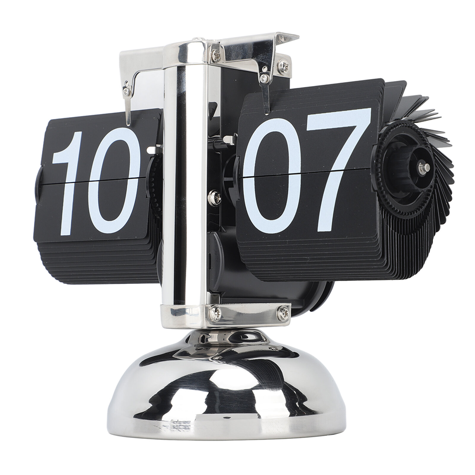 Flip Clock Большой номер батареи с батареей 304 таблица из нержавеющей стали ретро Flip Clock для домашнего офиса 24 часа черная страница