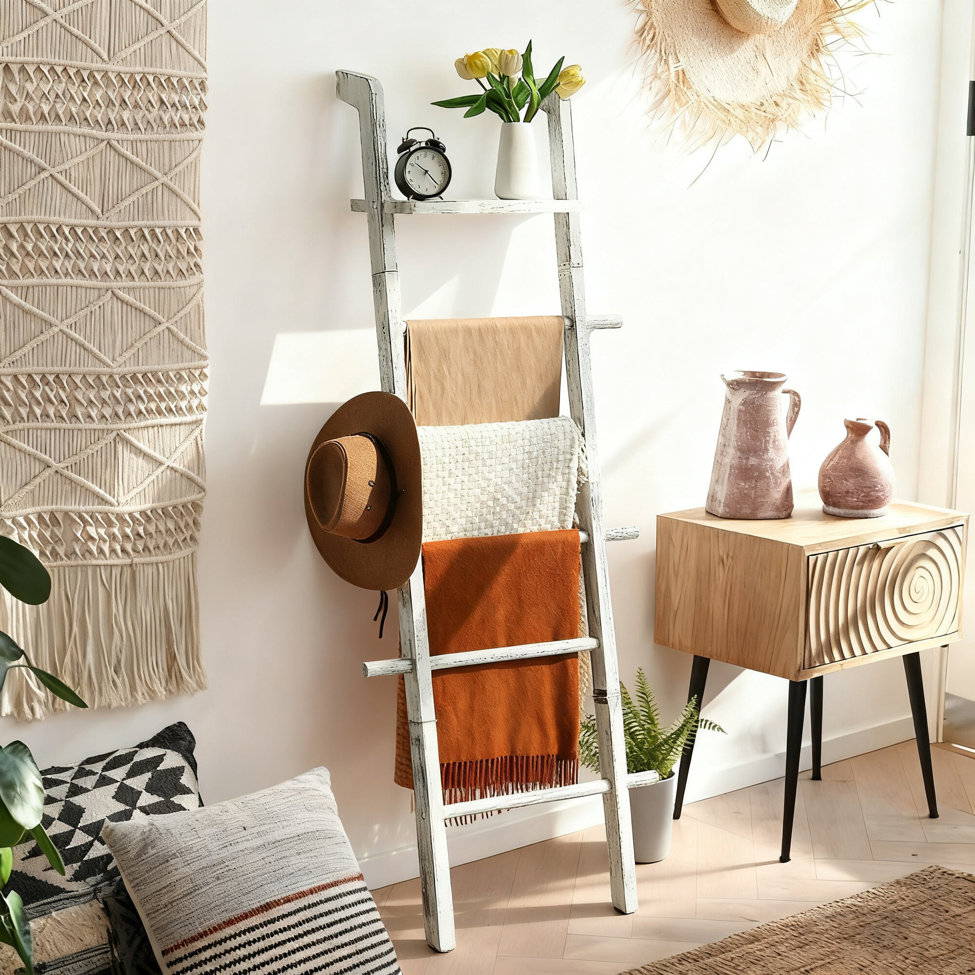 Cтеллаж деревянный напольный 6 секций, для украшения гостиной и спальня.