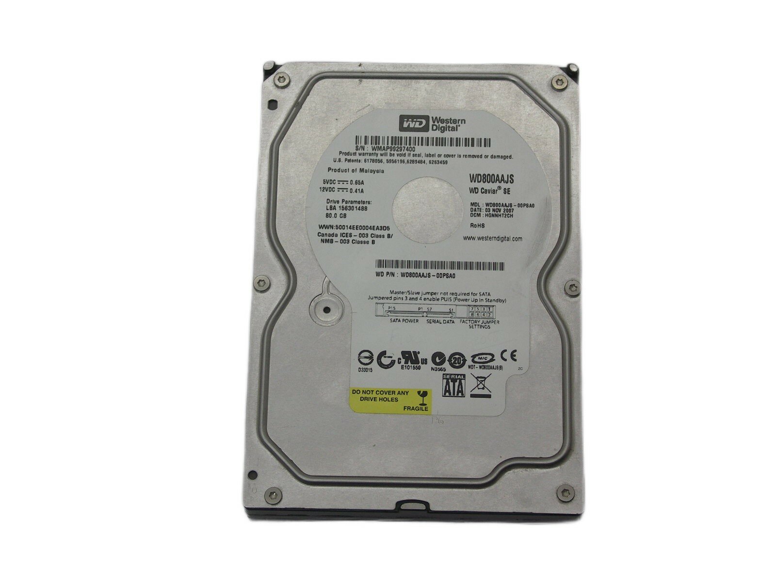 Жесткий диск 3,5" 80 Gb WD WD800AAJS SATA