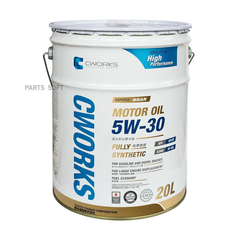 CWORKS A13SR1020 Масло моторное SUPERIA CWORKS MOTOR OIL 5W-30 SP/CF, 20L, CWORKS A13SR1020