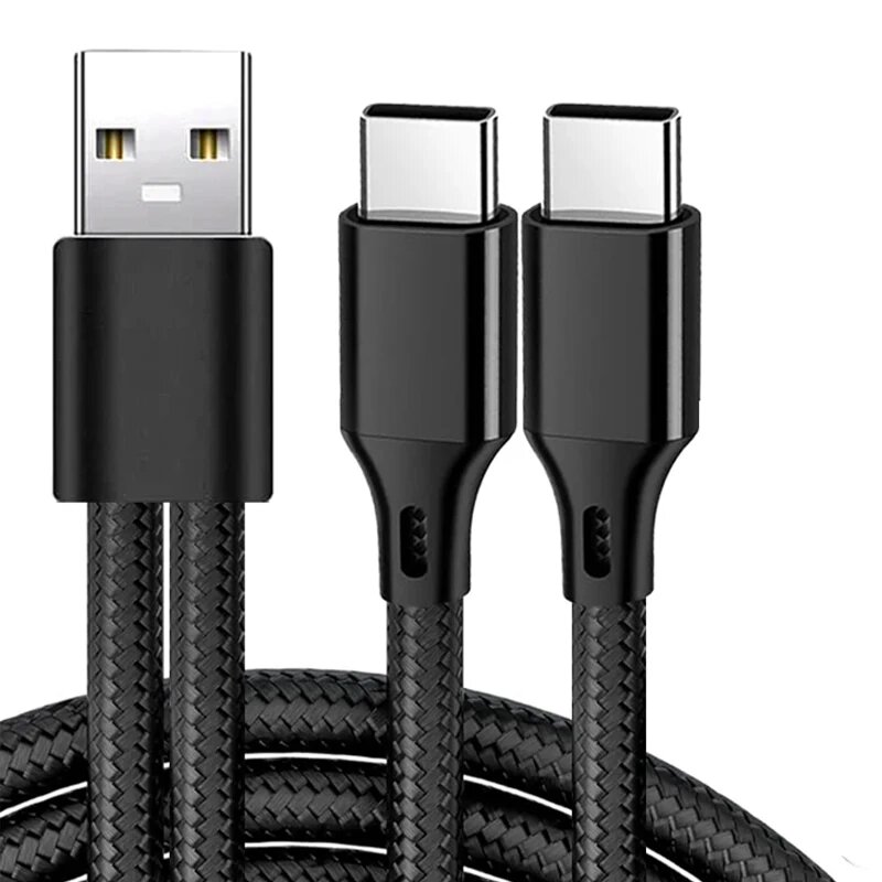 6A Двойной разветвитель USB C Multi TypeC Кабель 2 в 1 для зарядки Нейлоновый шнур USBA для зарядного устройства Провод Высокоскоростная передача данных