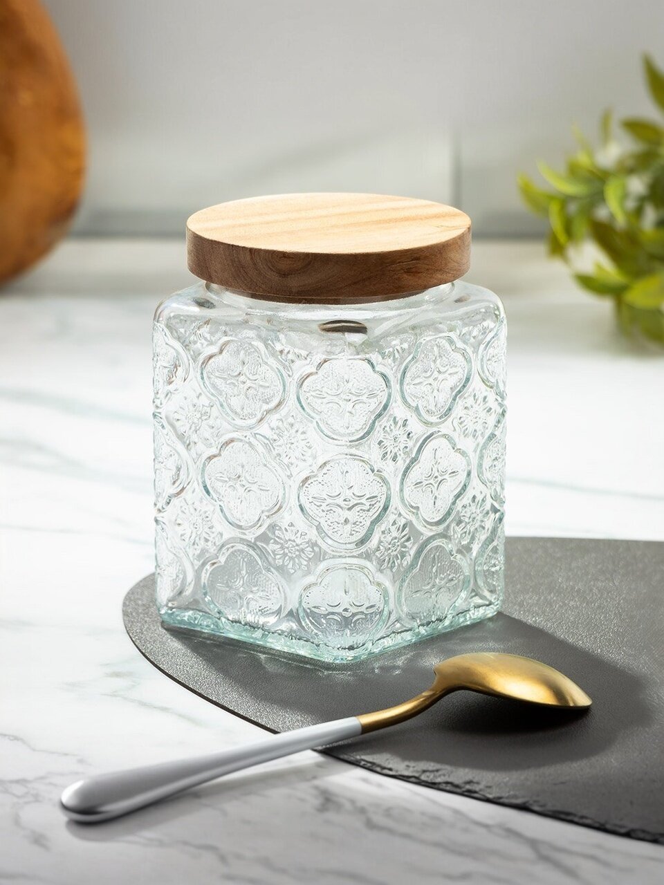 Банка для сыпучих продуктов, стекло, 0.7 л, 9.8х9.8х13.5 см, с крышкой, Восток, Y4-9011