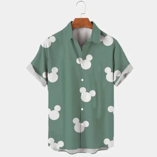 Гавайская рубашка Miniso Disney Characters, летняя рубашка с Микки Друзьями, мужская гавайская рубашка Disney, рубашка с короткими рукавами и ретро-пуговицами, Размер: S