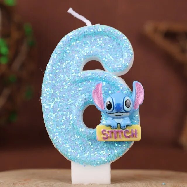 Синяя цифровая свеча с цифрами 0-9 в стиле аниме «Лило и Стич», кавайный ангелочек «Стежок», детские тематические свечи для вечеринок, подарки для детей,