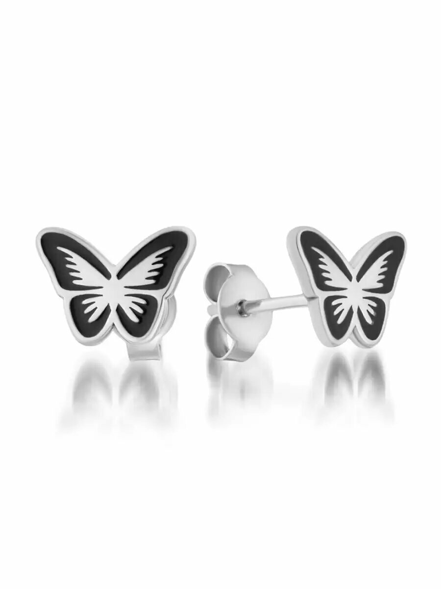 Серьги пусеты, серебро, 925 проба, эмаль