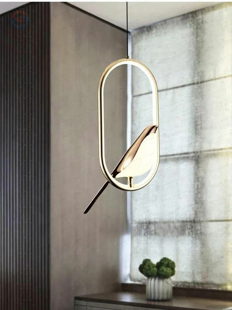 Люстра потолочная с вращающимися птицами черно-золотая для гостиной спальни ресторана стильная современная подвесная LED