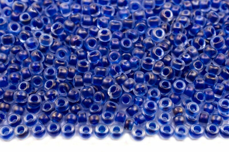Бисер японский MIYUKI круглый 11/0 #1928 хрусталь/синий, полуматовый/окрашенный изнутри, 10 грамм