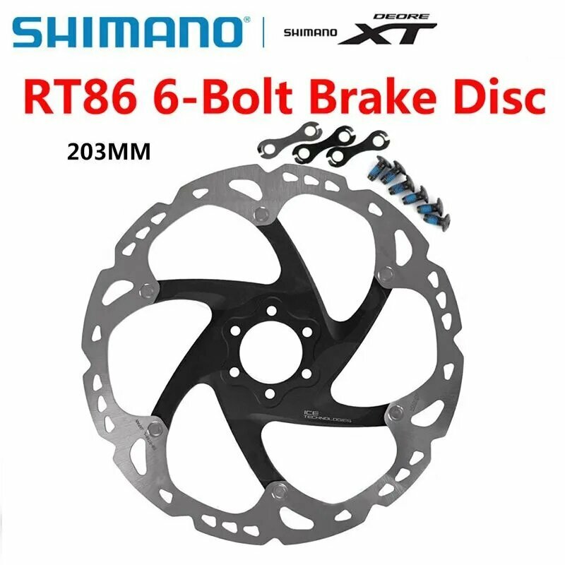 Тормозной диск Shimano SM-RT86, 203мм, крепление 6 болтов, нержавеющая сталь, без коробки