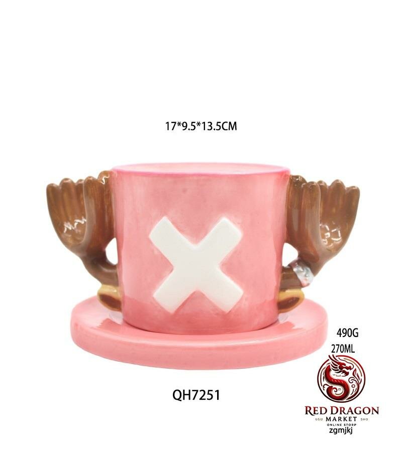 Аниме-набор «Ван Пис»: керамические чашка и блюдце в тематическом дизайне / Кружка Луффи