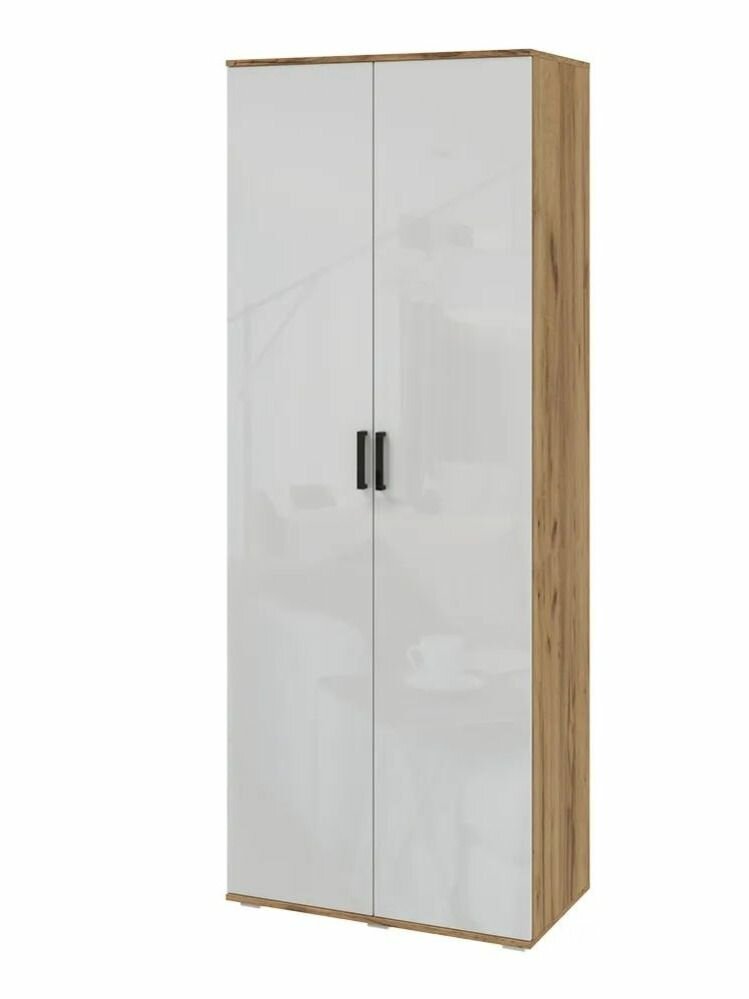 Шкаф распашной 2-х ств Виста (гостиная ) (Белый глянец холодный, Дуб крафт) 2120х800х470 мм.