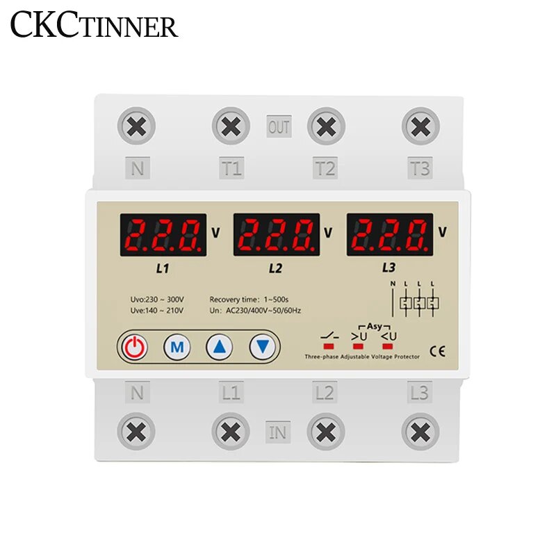 CKCTINNER YHSP-3 трехфазный защитник напряжения 63А 380В