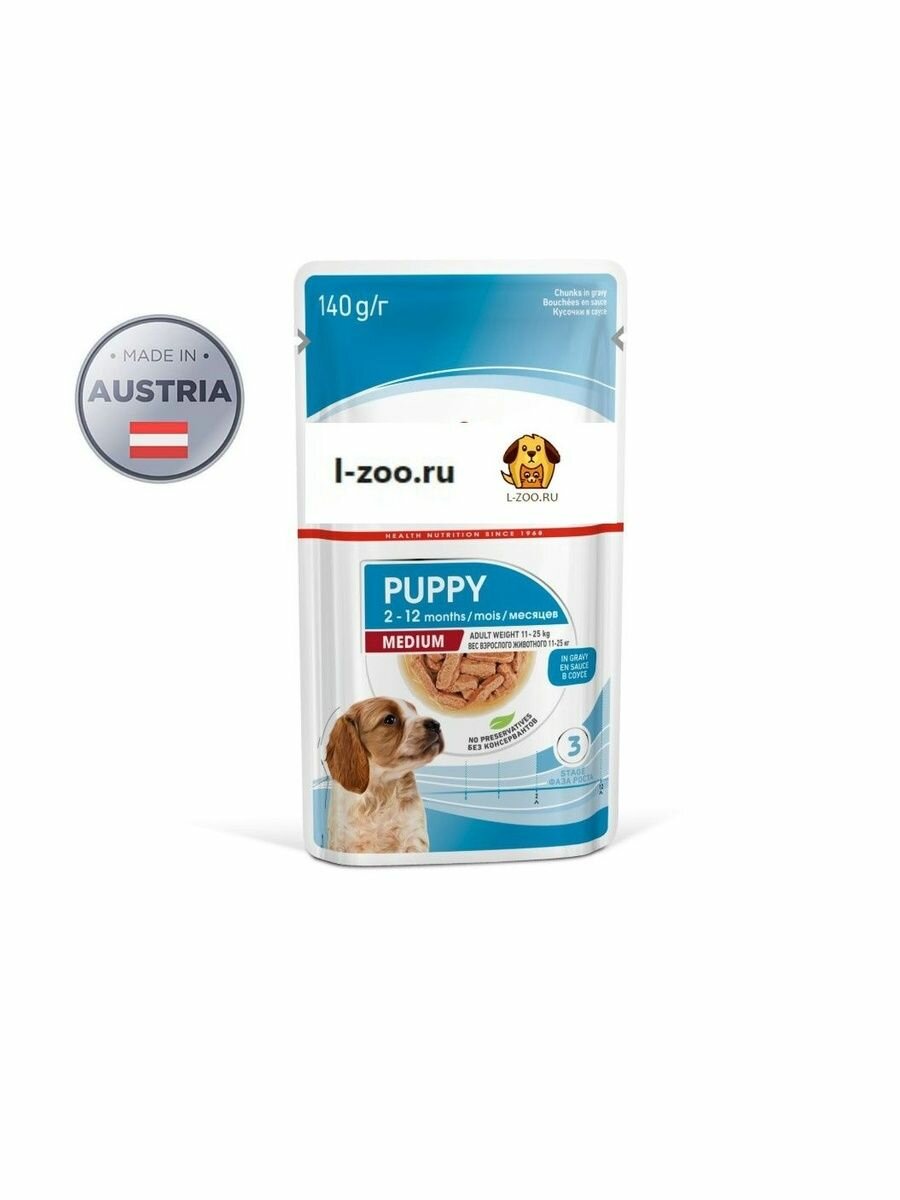 MEDIUM PUPPY Корм консервированный полнорационный для щенков собак средних размеров в возрасте до 12 месяцев. 140гр х10шт