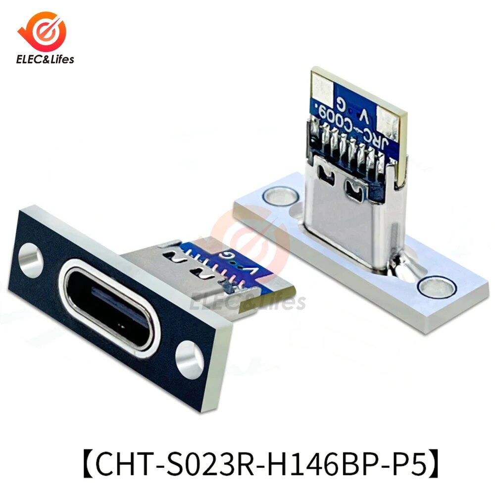 USB Type-C Female Connector 4pin White Black